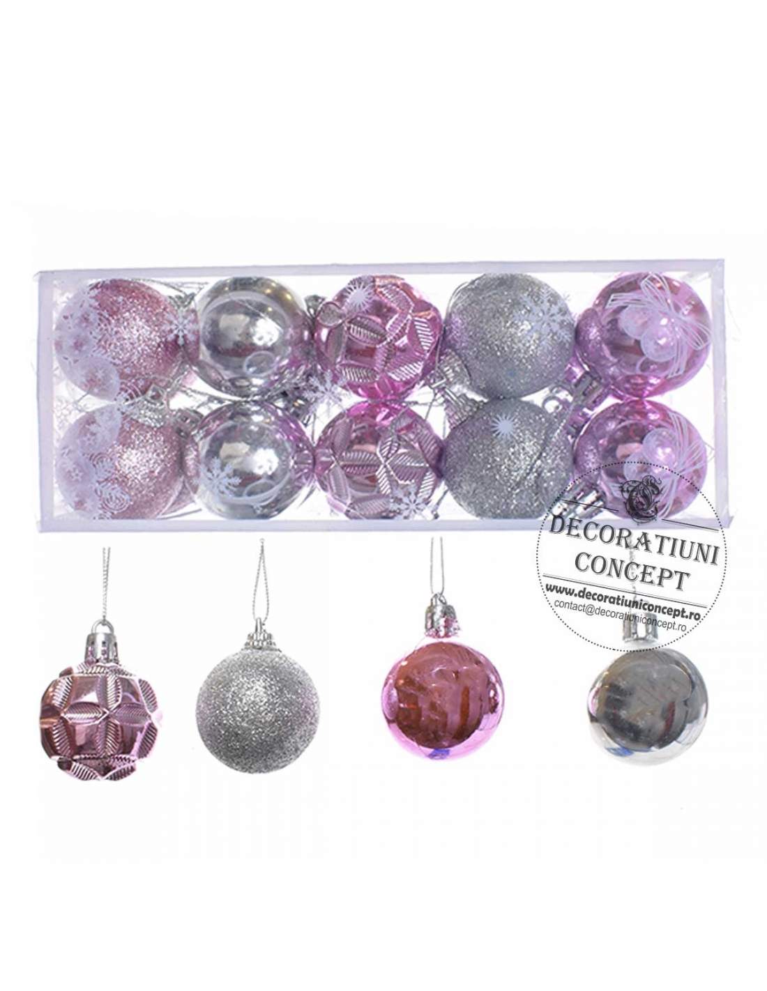 Globulete mici roz argintii (20buc)