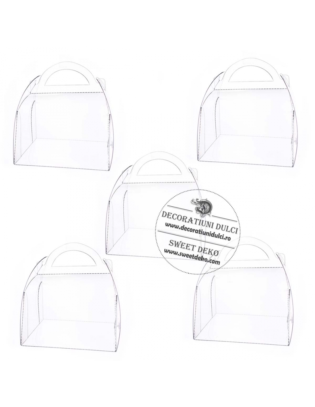 Cutiute transparente cu maner (5buc/set)