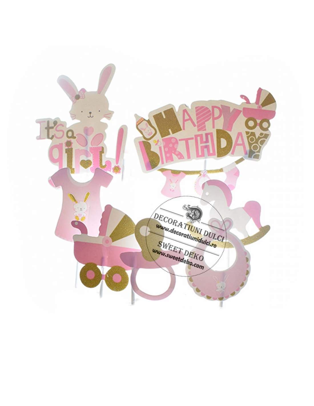 Set 7 toppers din carton It's a GIRL