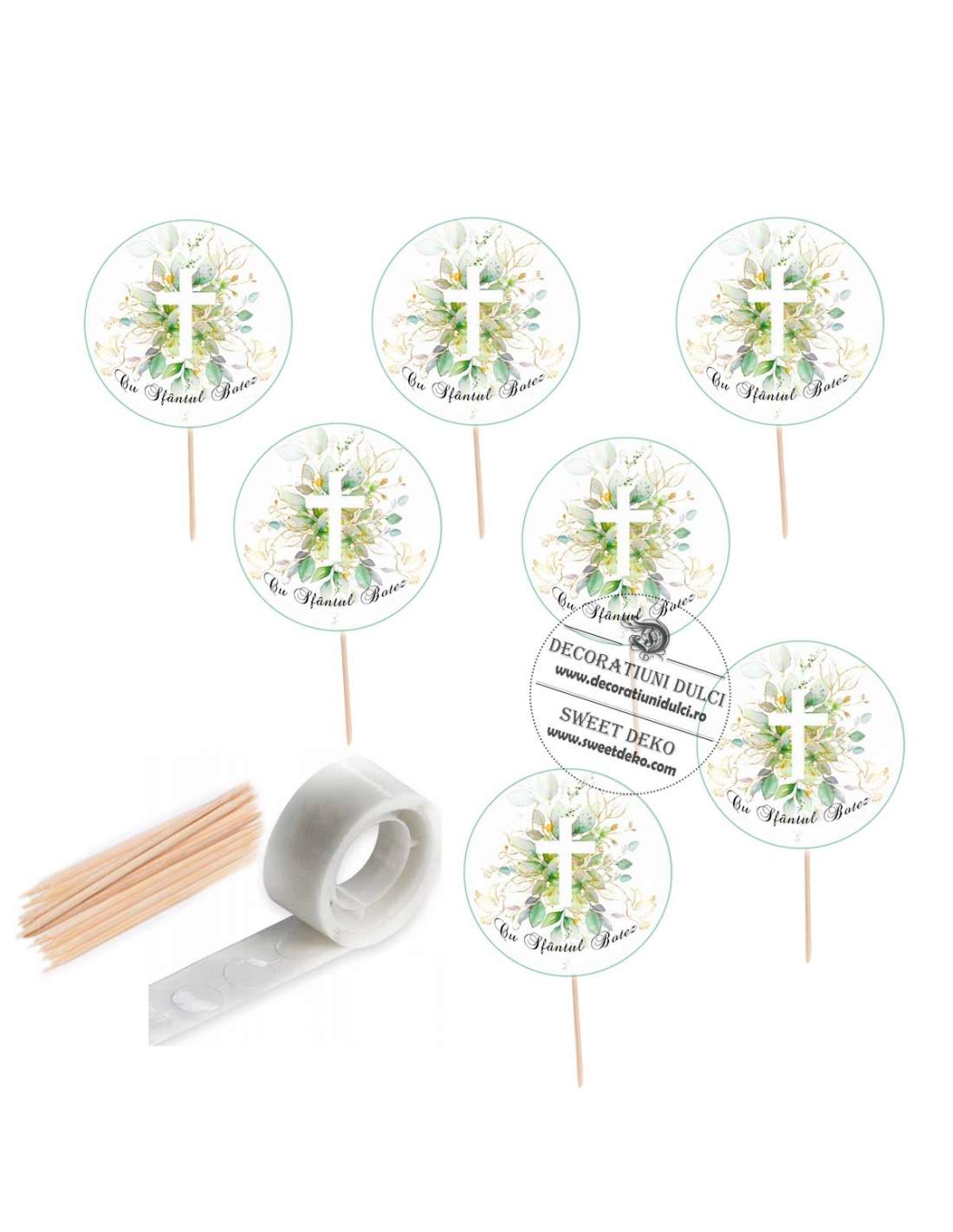 Mini toppers din carton Cu Sfantul Botez