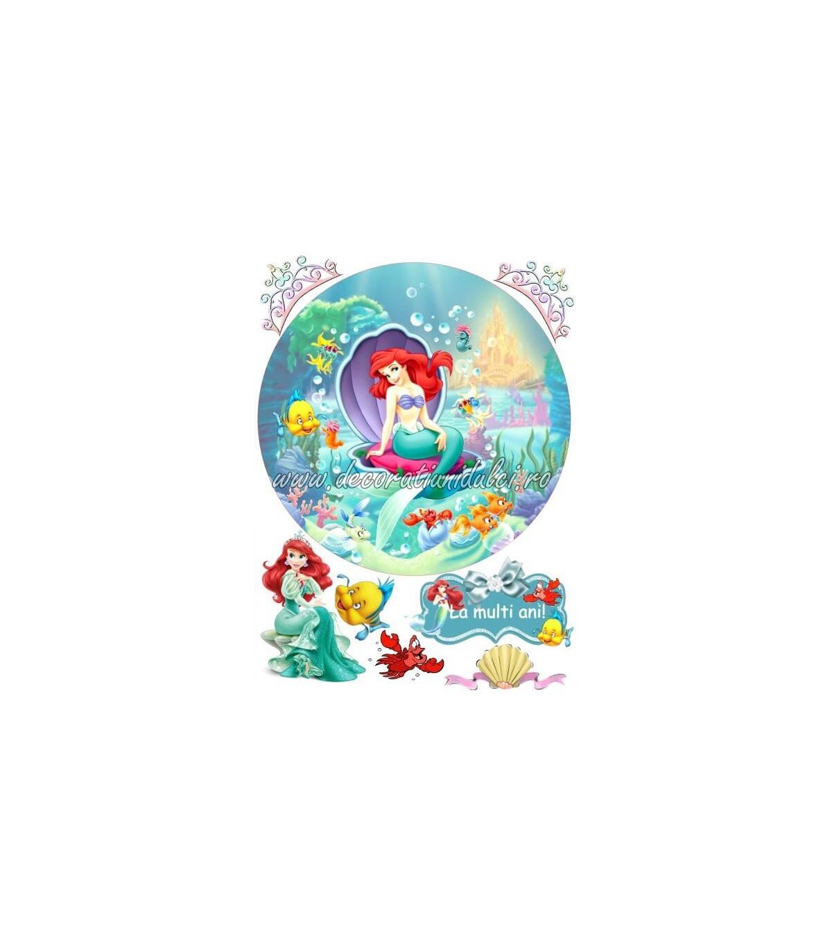 Imagine comestibila Ariel, Mica Sirena | Decoratiuni Dulci Decupaj ...